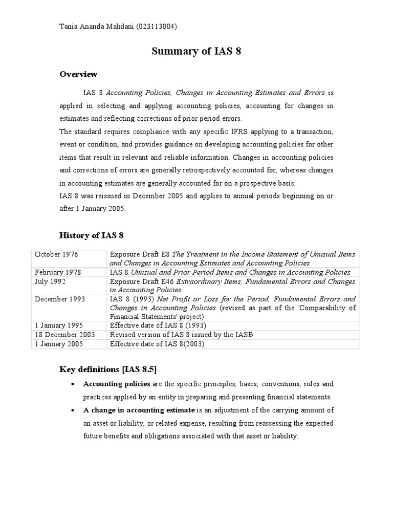 Summary of IAS 8 | PDF | International Financial Reporting Standards ...