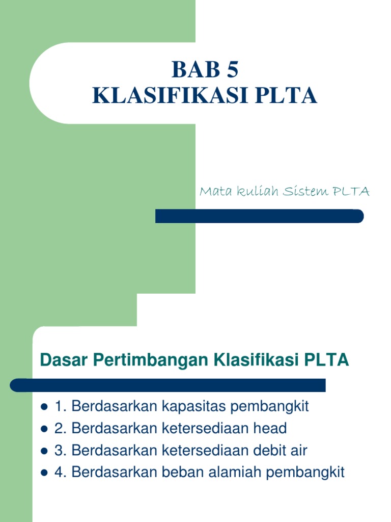 Bab 5. Klasifikasi Plta | PDF