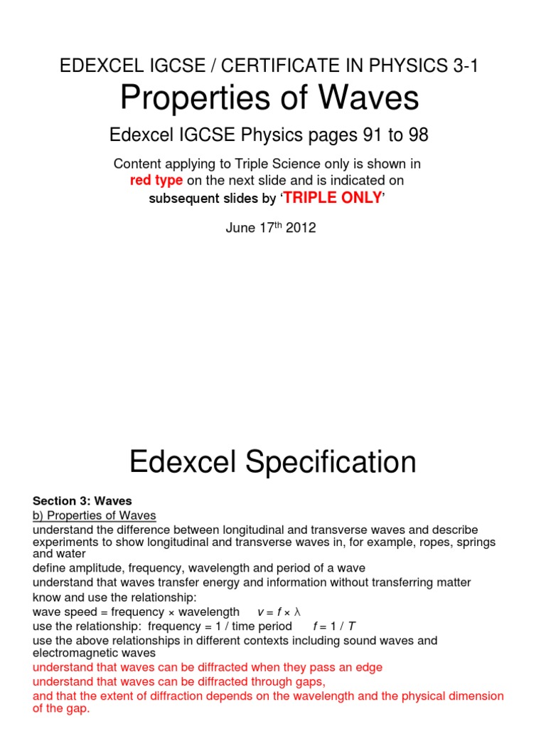 IGCSE Physics: Wave Properties | PDF | Hertz | Waves
