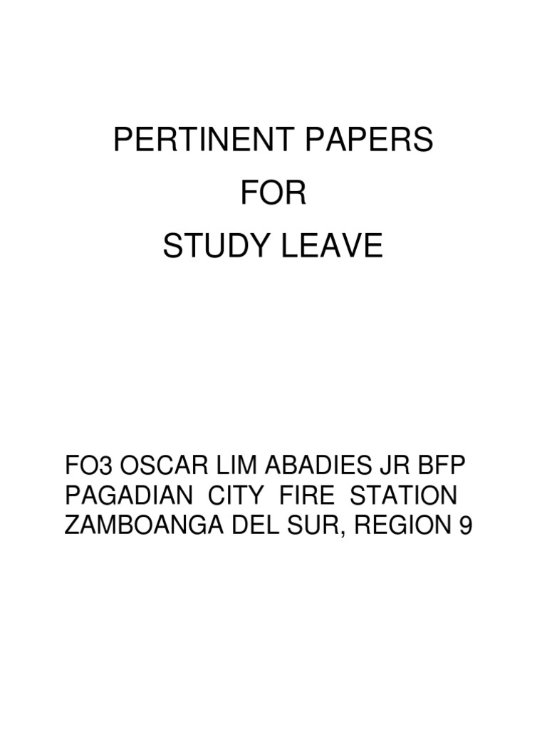 Pertinent Papers Study Leave Title | PDF