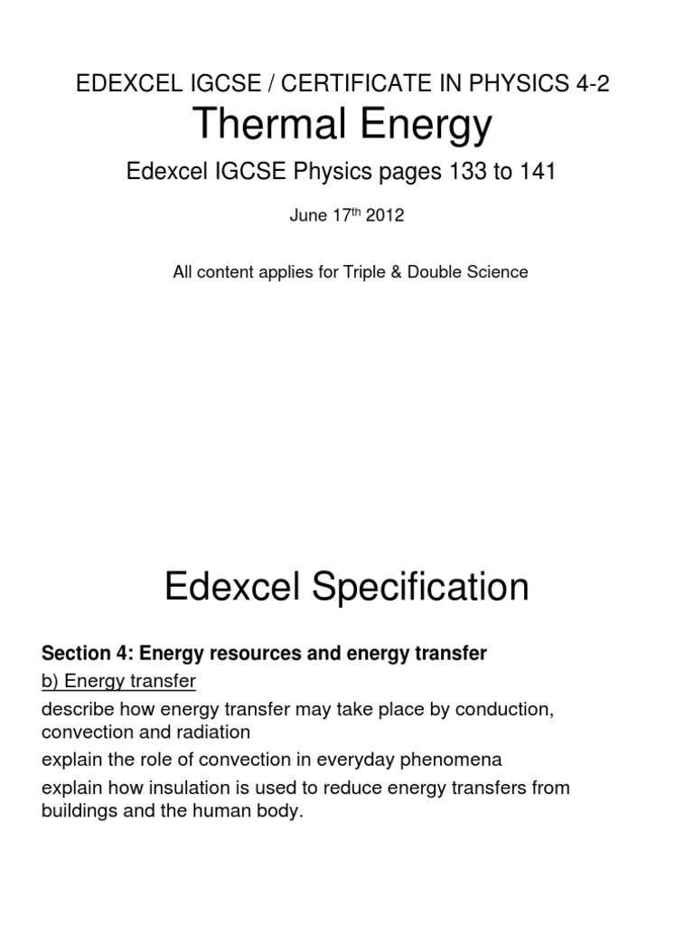 Igcse 42 Thermalenergy | PDF | Heat Transfer | Thermal Conduction