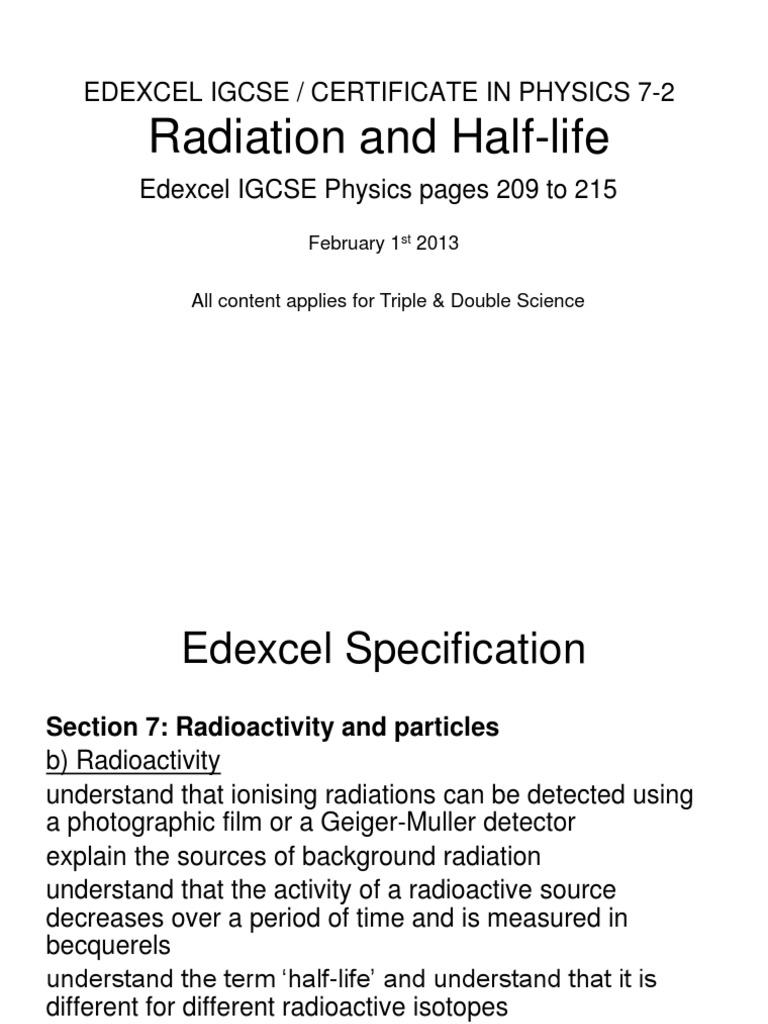 Radioactivity and Half-Life in IGCSE Physics | PDF | Radioactive Decay ...