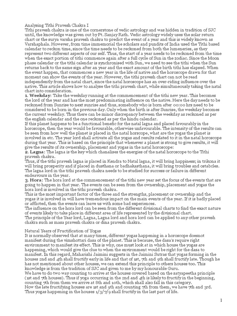 Analysing Tithi Pravesh Chakra I | PDF | Astrological Sign | Horoscope