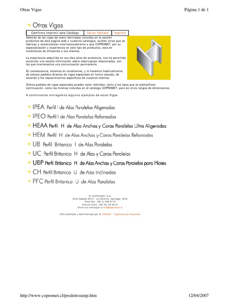 Tabla Perfiles | PDF | Rieles | Industrias