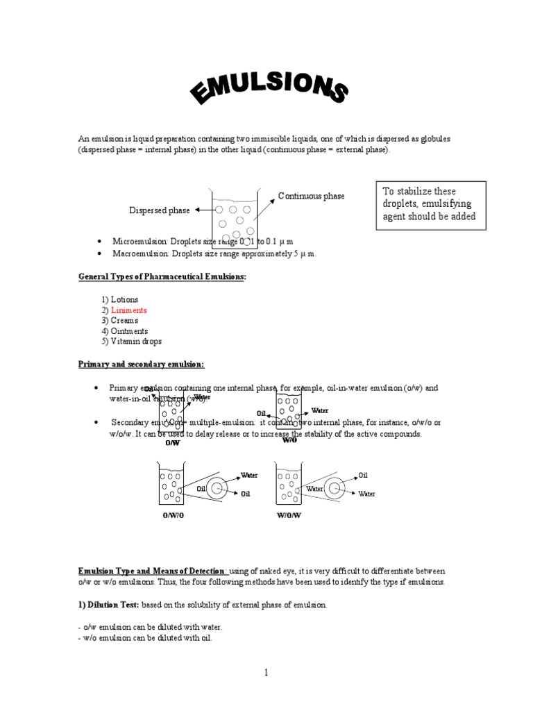 Emulsions | PDF | Emulsion | Surfactant
