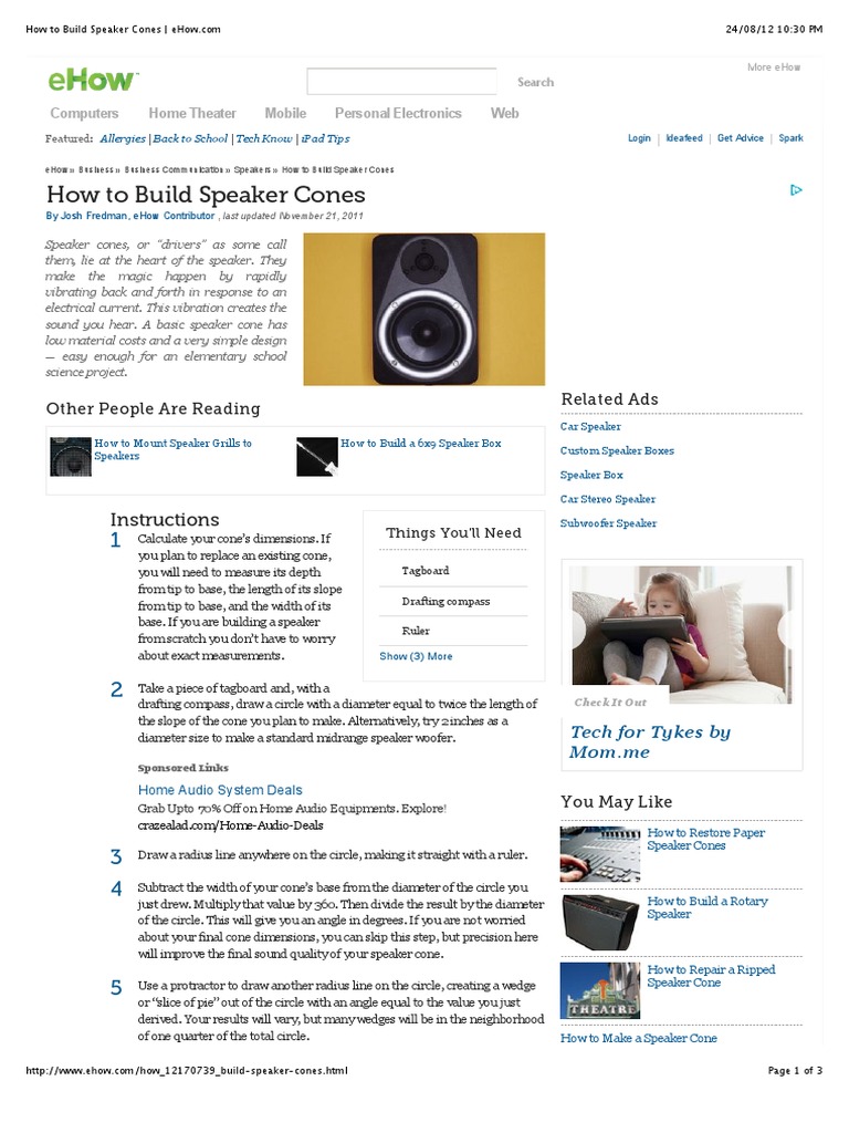 How To Build Speaker Cones | PDF | Loudspeaker