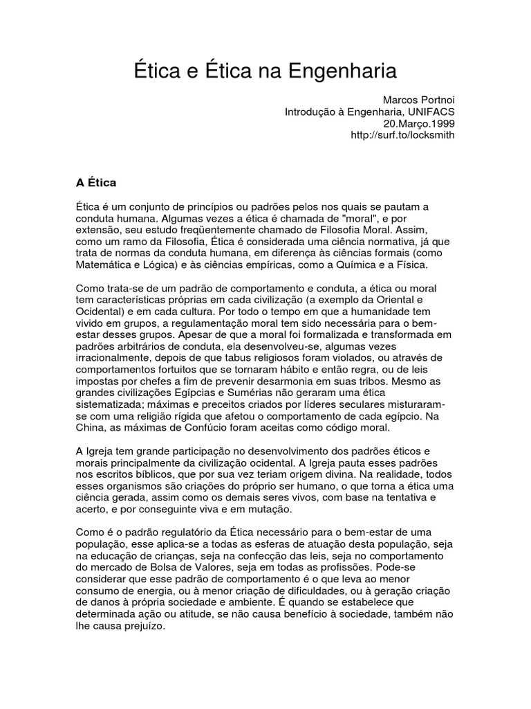 ética E ética Na Engenharia Pdf Engenharia Moralidade