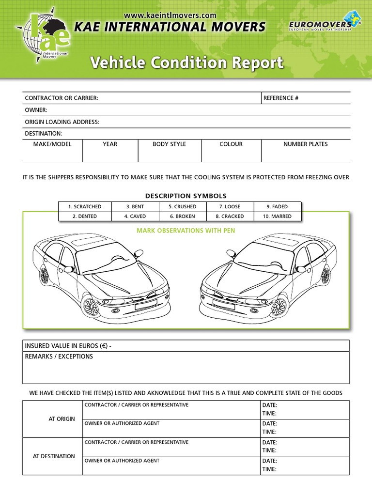 Vehicle Condition Report | PDF | Vehicles | Transport
