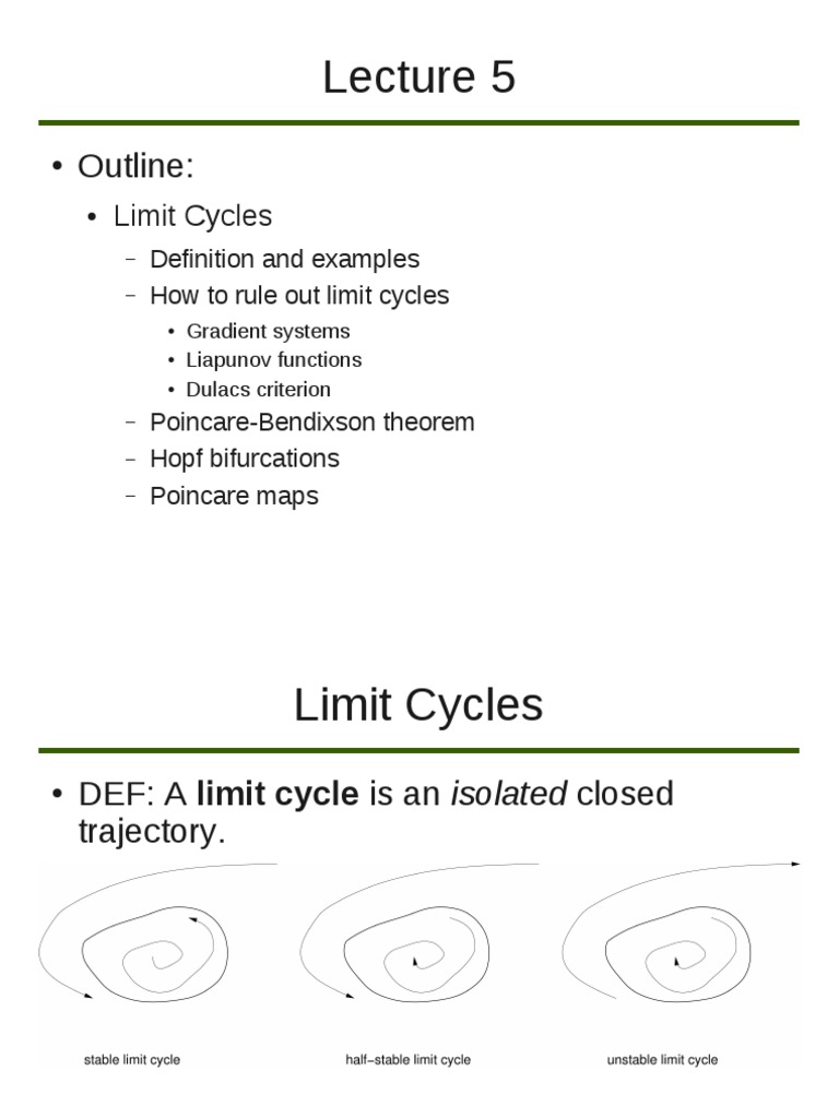Outline:: Limit Cycles | PDF | Nonlinear System | Systems Theory