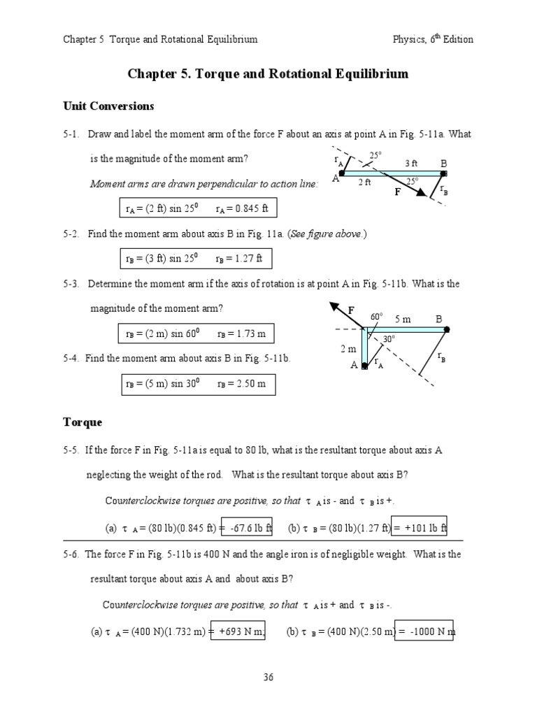 Chapter 5 Torque and Rotational Equilibrium | PDF | Torque | Belt ...