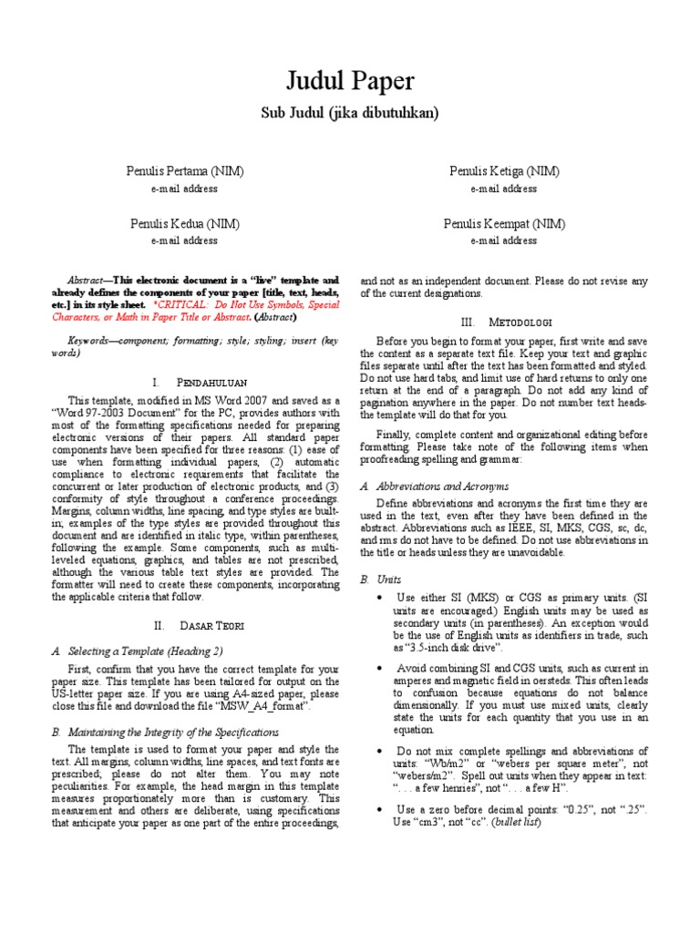 Judul Paper: Sub Judul (Jika Dibutuhkan) | PDF | Reference | Semiotics