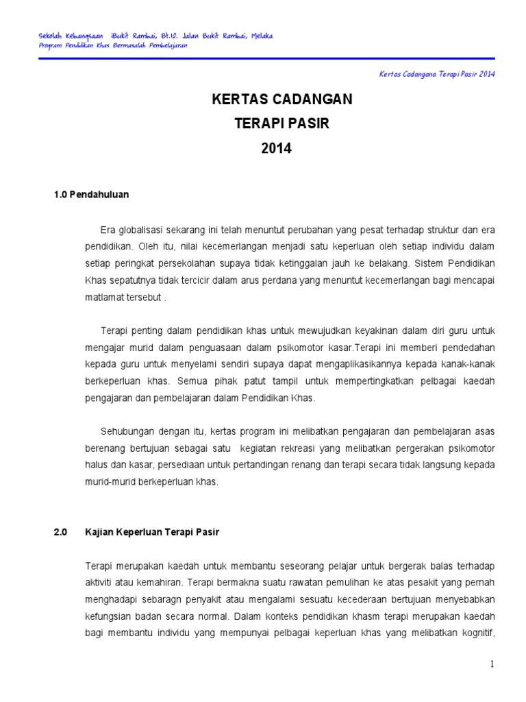 Terapi Pasir 2014 untuk Pendidikan Khas | PDF