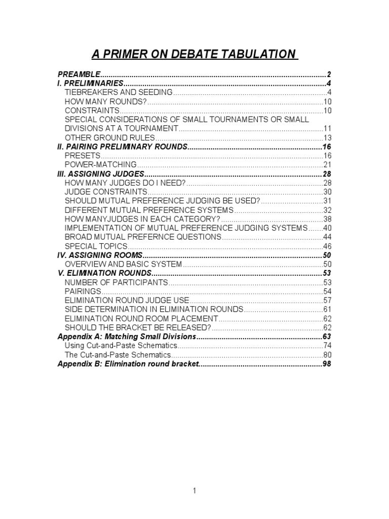 Debate Tabulation Guide | PDF