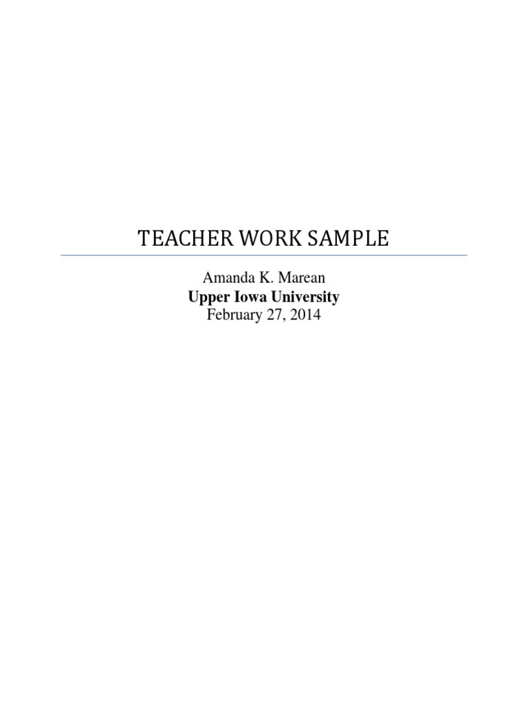 Teacher Work Sample - Amanda Marean | PDF | Educational Assessment ...