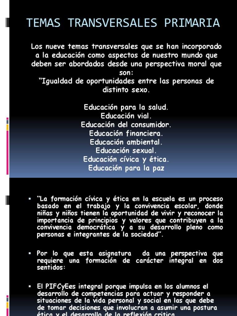 Los 9 Temas Transversales | PDF | Educación sexual | La sexualidad humana