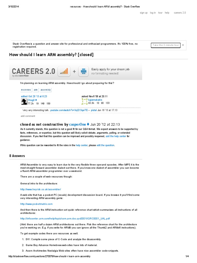 Resources - How Should I Learn ARM Assembly - Stack Overflow | PDF | Arm Architecture ...