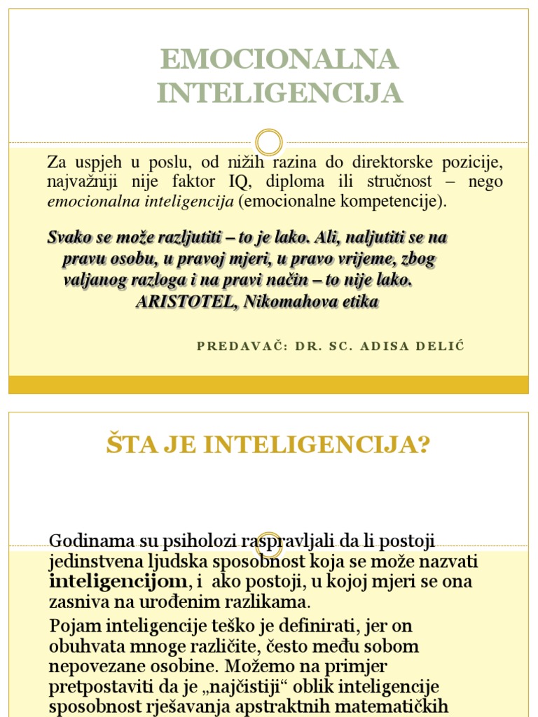 Emocionalna Inteligencija Tipovi Licnosti | PDF