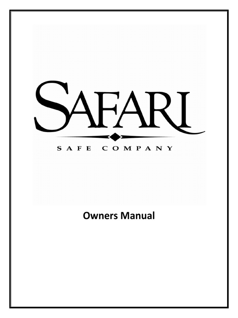 Owners manual setup guide for mechanical, electronic and biometric ...