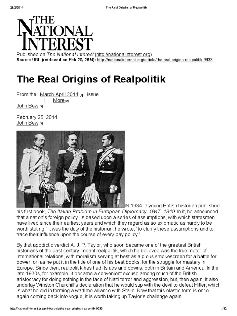 The Real Origins of Realpolitik-Mar.14-TNI | PDF | Liberalism | Niccolò ...