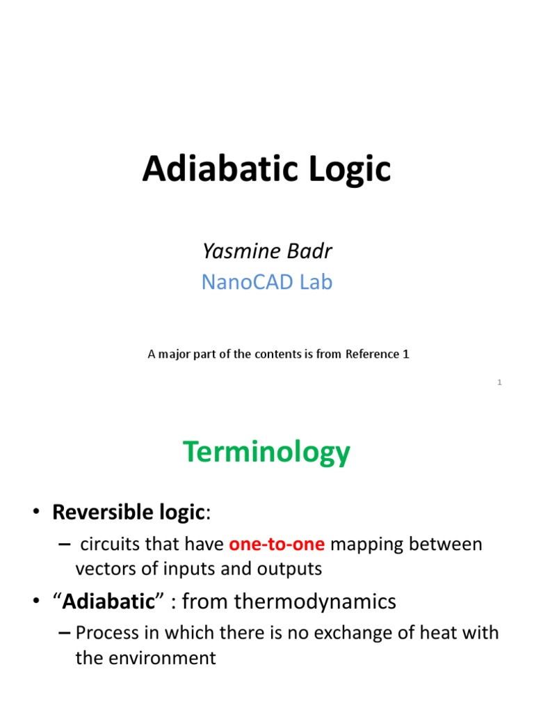 Adiabatic Logic | PDF | Cmos | Electrical Components