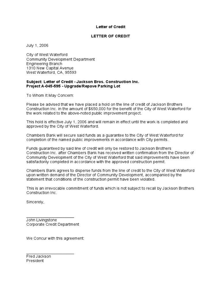 Letter of Credit | PDF