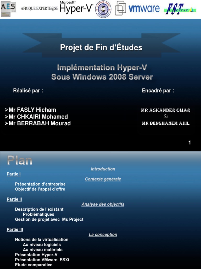 Présentation Projet Final Hyper-V ASAS1 GSYS 4 | PDF | VMware | Matériel informatique