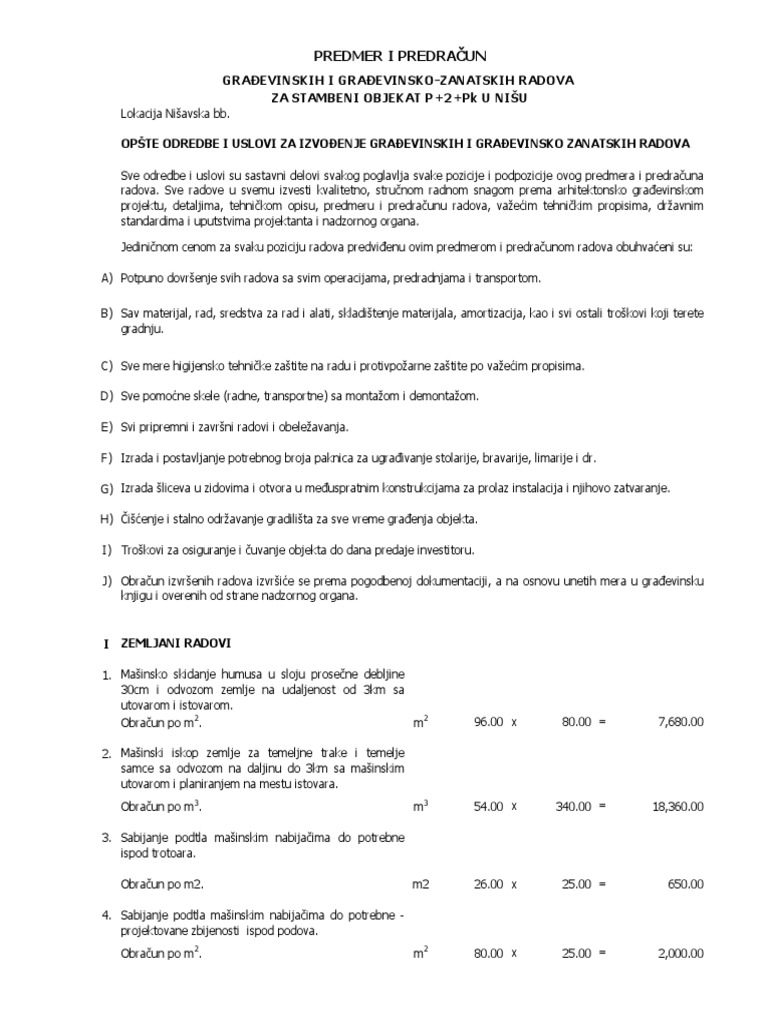 Predmer I Predracun Radova | PDF