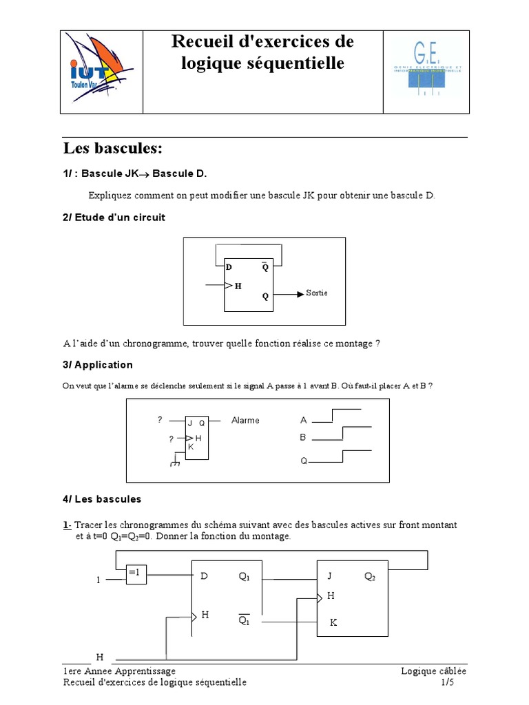 Exos de Logique Séquentielle | PDF | Circuit électrique | Design électronique