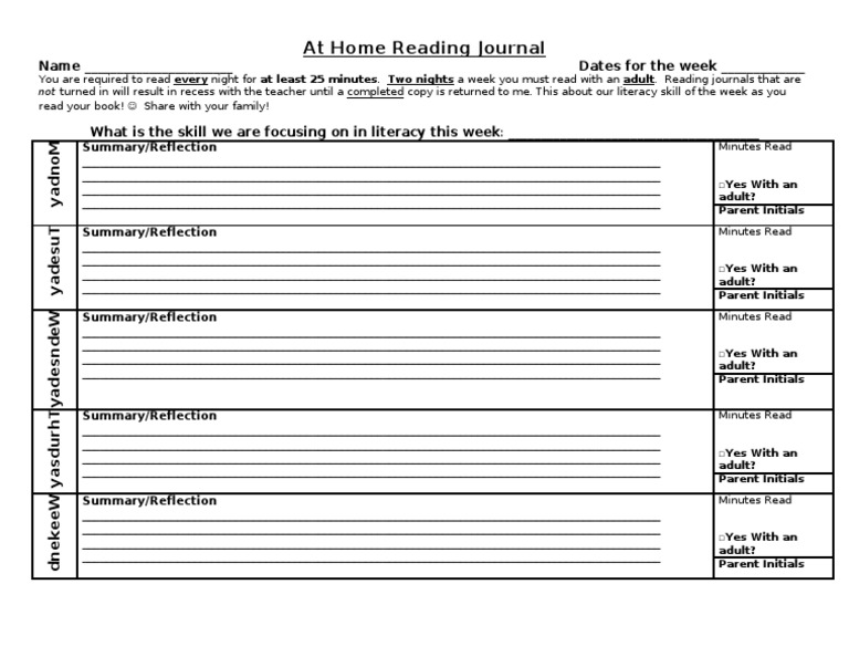 At Home Reading Journal | PDF | Career & Growth | Self-Improvement