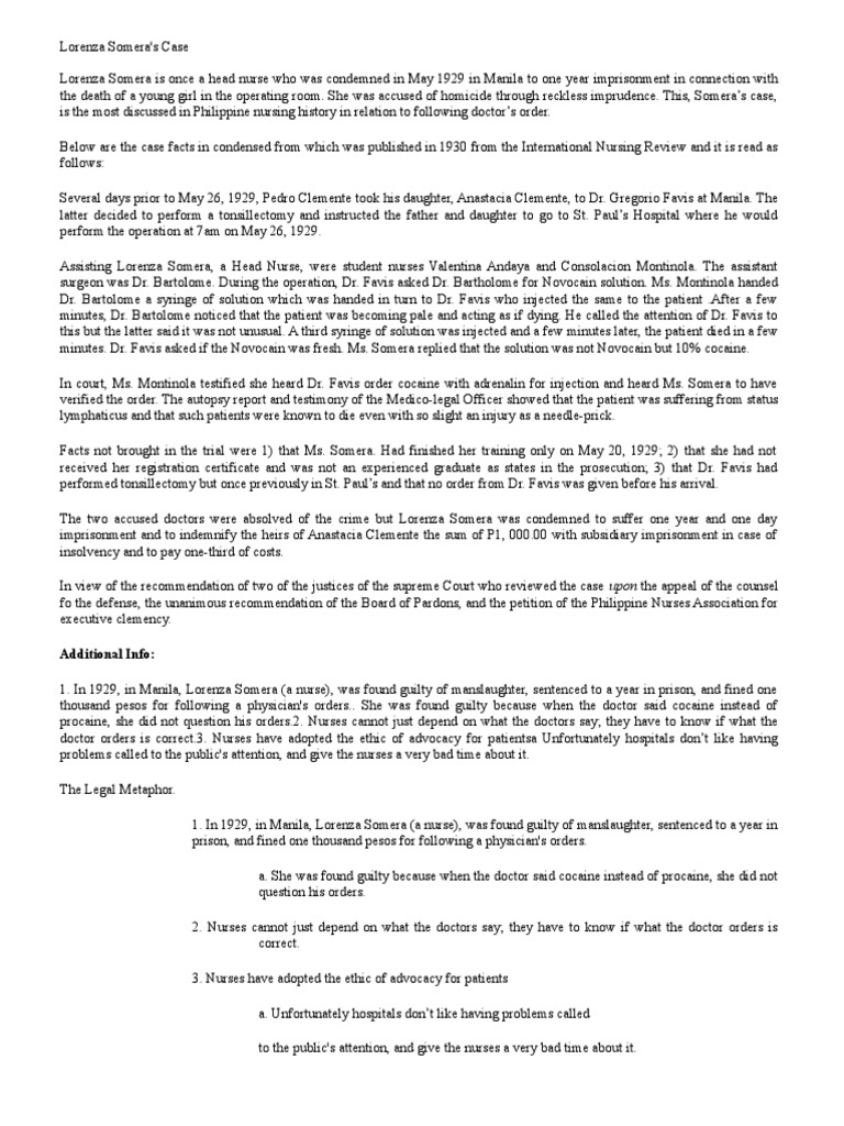 Somera Case | PDF | Physician | Nursing