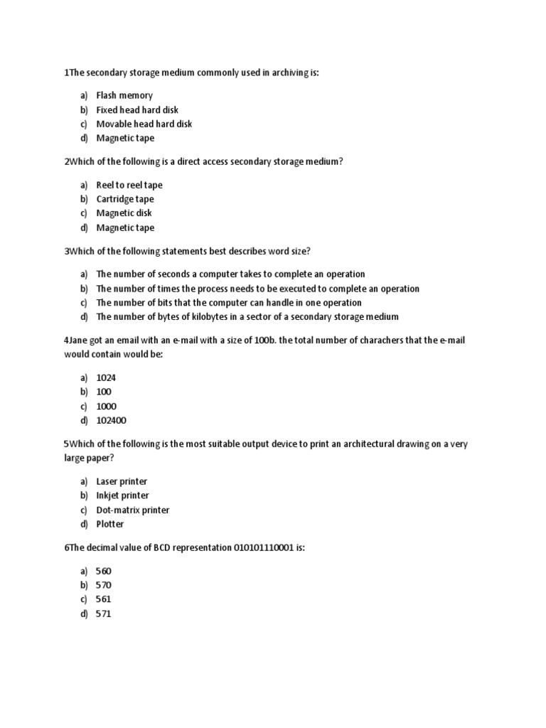 CSEC Multiple Choice | PDF