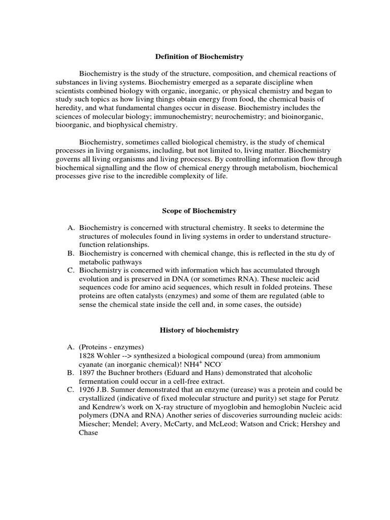 Scope of Biochemistry | PDF | Biochemistry | Chemistry