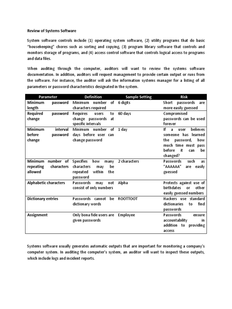 Review of Systems Software: Parameter Sample Setting Risk | PDF ...