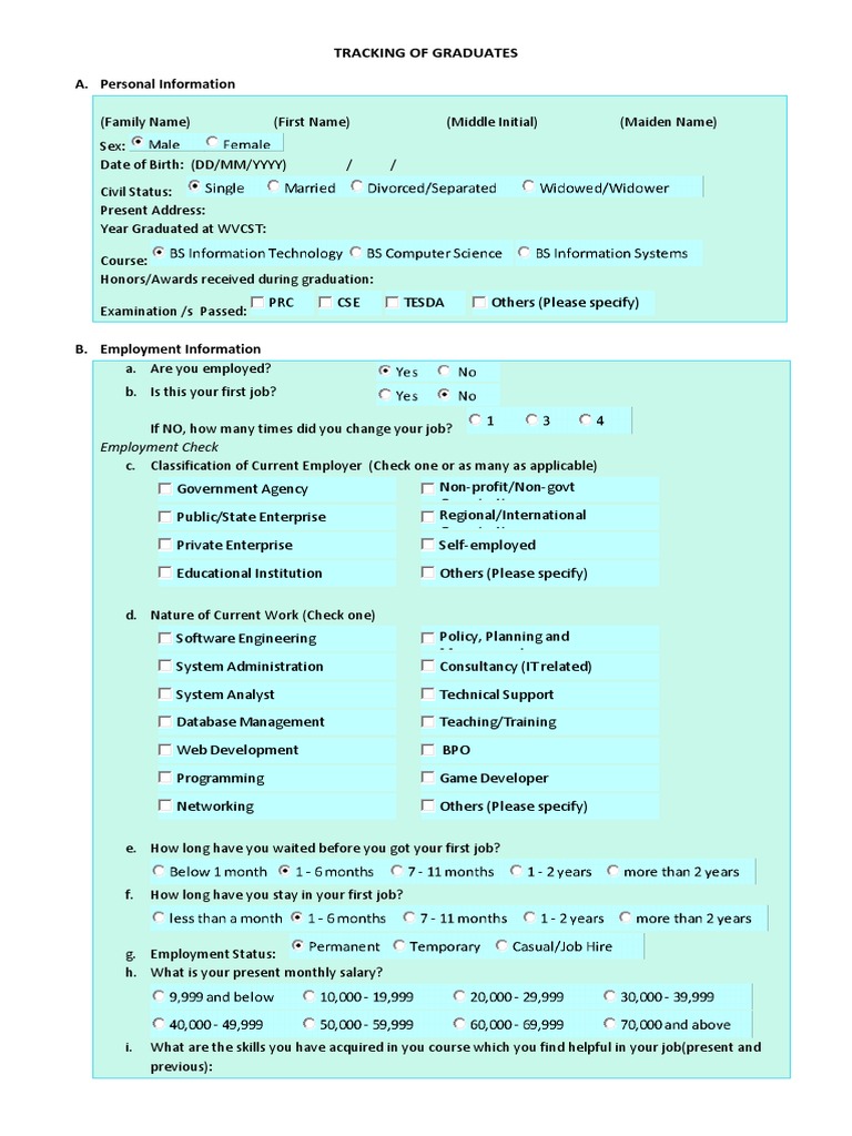 Graduate Tracking and Employment Survey | PDF