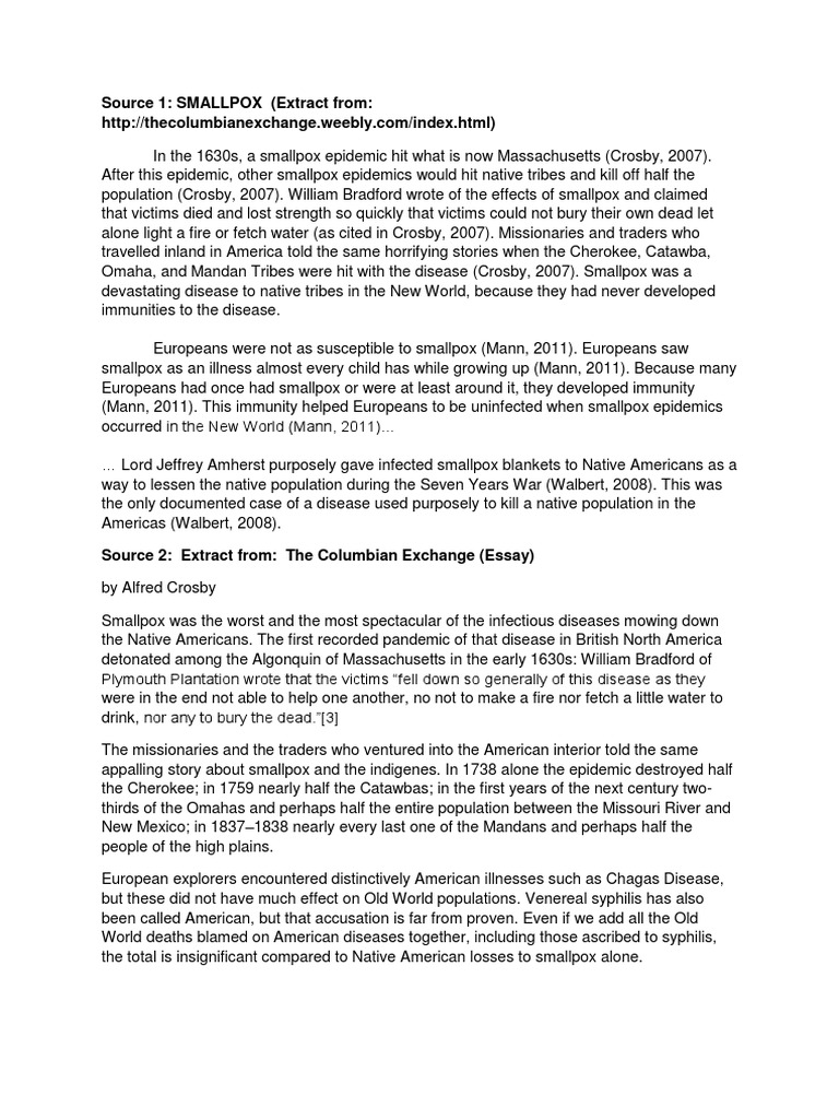 Worksheet On Columbian Exchange - Smallpox | PDF | Smallpox | Native ...