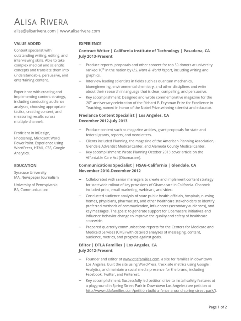 Alisa Rivera Resume | PDF | Health Care | Medicine