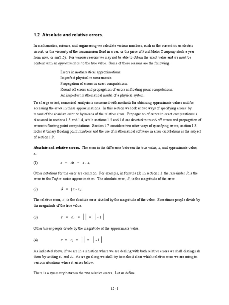 Absolute and Relative Errors Explained | PDF | Teaching Methods & Materials