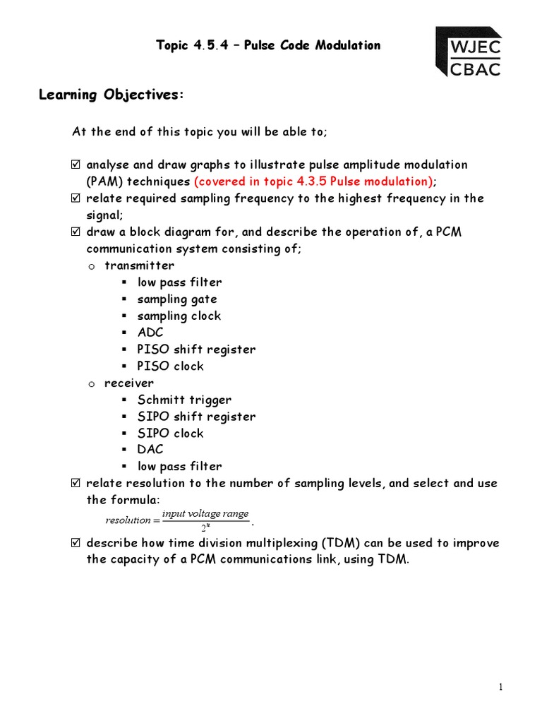 Pulse Code Modulation Explained | PDF | Analog To Digital Converter | Sampling (Signal Processing)