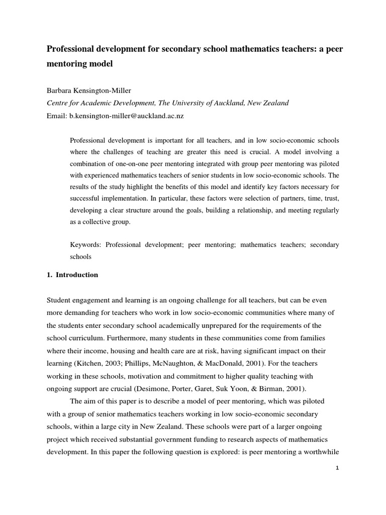 A Peer Mentoring Model Pdf Mentorship Teachers