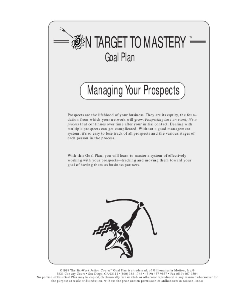 N Target To Mastery: Managing Your Prospects | PDF | Goal | Brainstorming