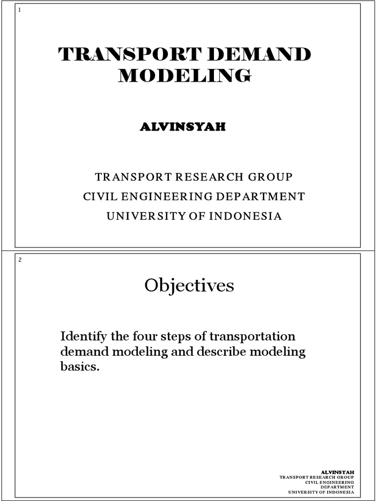 Transport Demand Transport Demand Modeling: Obj Ti Objectives | PDF ...