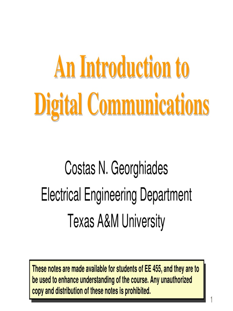 An Introduction To Digital Communications | PDF | Sampling (Signal Processing) | Data Compression