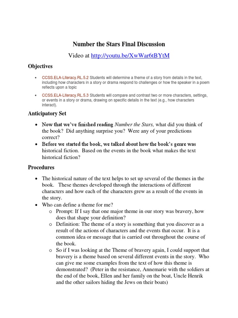 Number The Stars Final Discussion | PDF | Hero