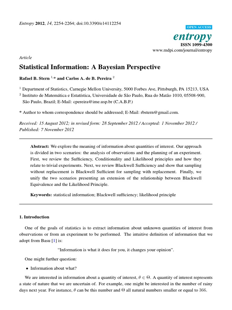 Entropy: Statistical Information: A Bayesian Perspective | PDF ...