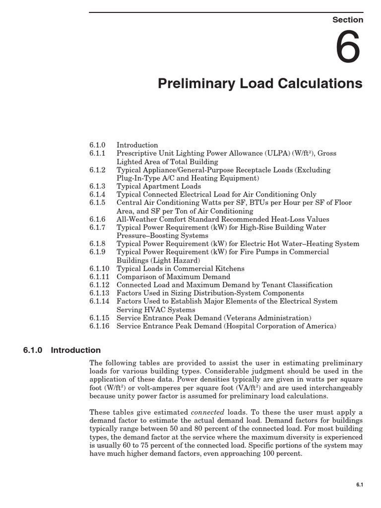 Electrical Load Factors For Building Load Calculations | PDF | Watt ...