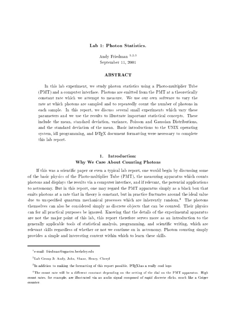 Photon Statistics | PDF | Normal Distribution | Mean
