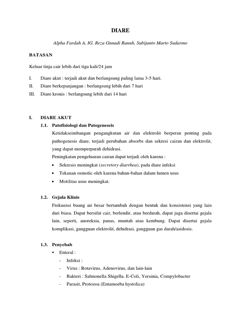 Pedoman Diagnosis Dan Terapi Diare | PDF