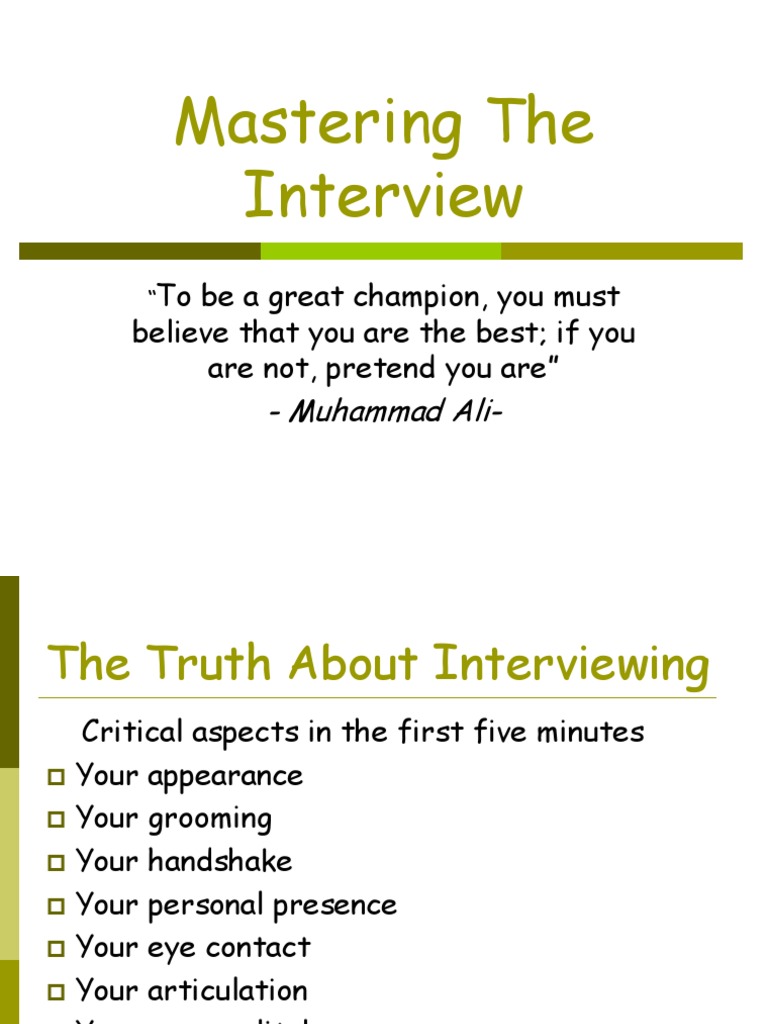 Mastering The Interview | PDF | Competence (Human Resources ...