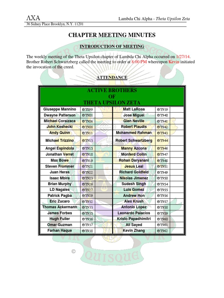 Chapter Meeting Minutes New Template | PDF