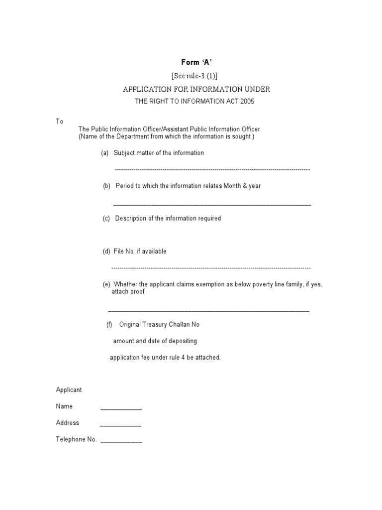 RTI Application Form Template | PDF | Computers